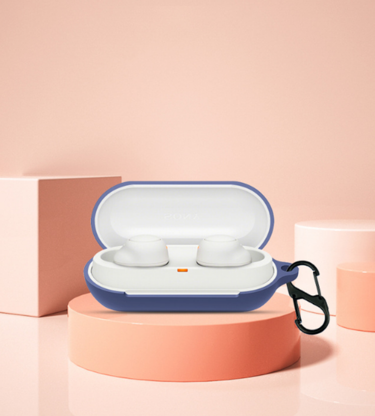 Чехол MyPads защитный силиконовый для беспроводных наушников Sony WF-C500 синий противоударный пылезащитный