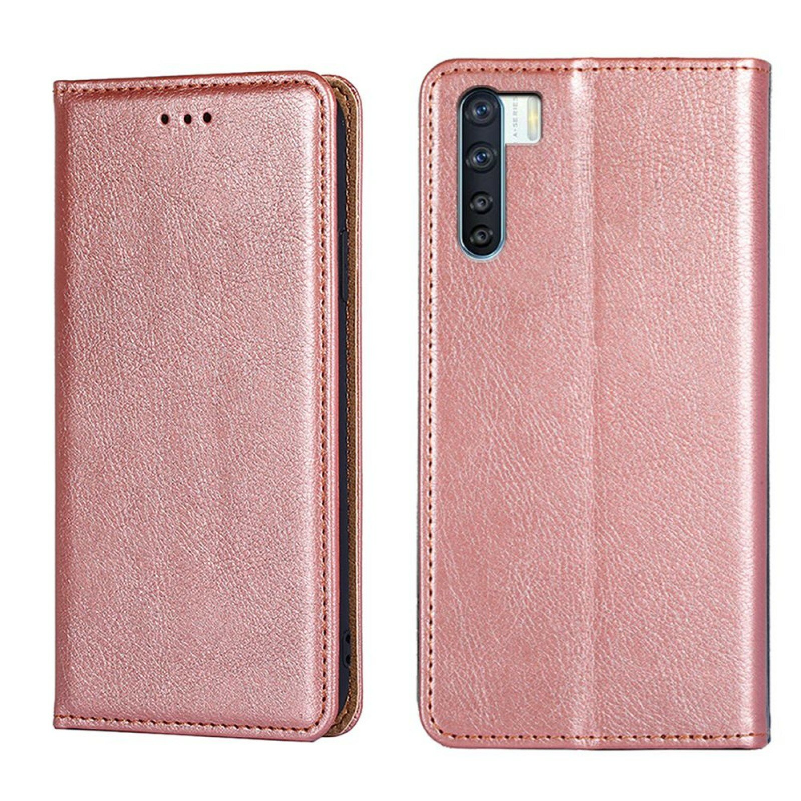 Чехол-книжка MyPads для Oppo A91 / Reno 3 розовый из искусственной кожи с магнитным креплением