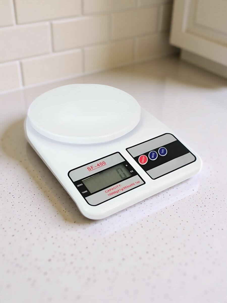 Электронные кухонные весы GA-GLOBAL SF-400, платформа, белый корпус, точность 1 г