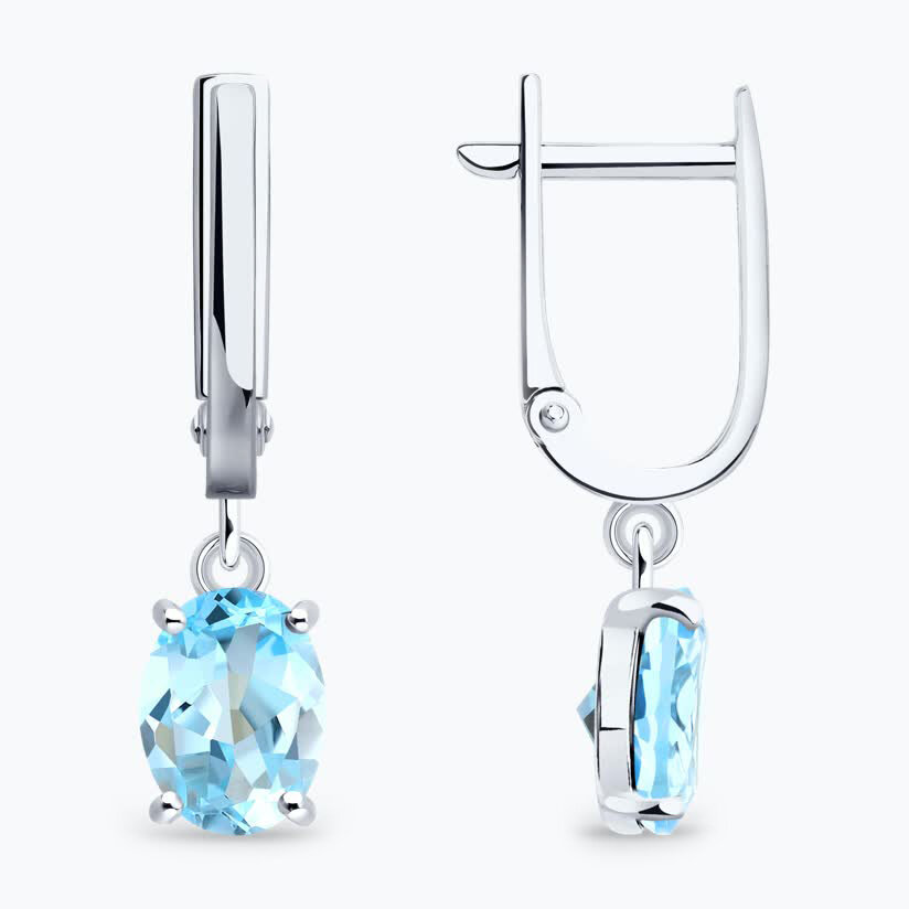 Серьги, серебро, 925 проба, топаз