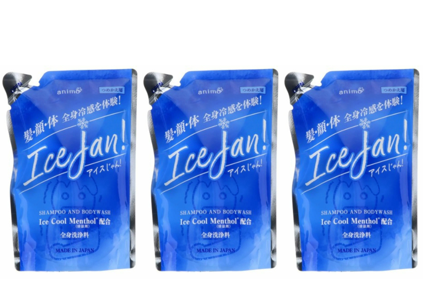Шампунь и жидкое мыло Rocket Soap Animo Ice Jan! с охлаждающим эффектом, фруктово-цветочный аромат, 350 мл, 3шт
