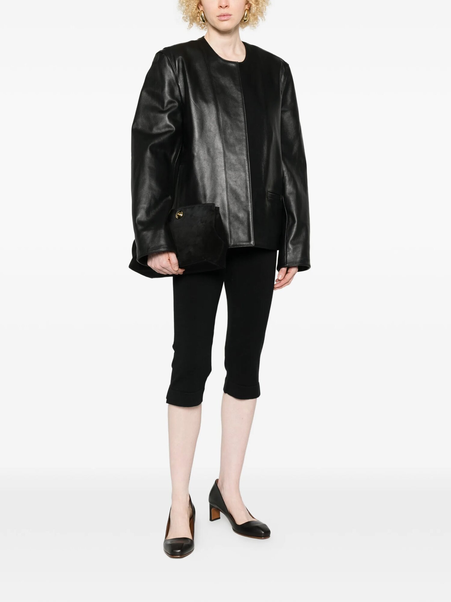 Куртка TOTEME Collarless pocket jacket, размер 38, черный — фото 1