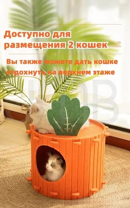 Домик для кошек Carrot luxury 40x40 см, оранжевый, для отдыха — фото 1