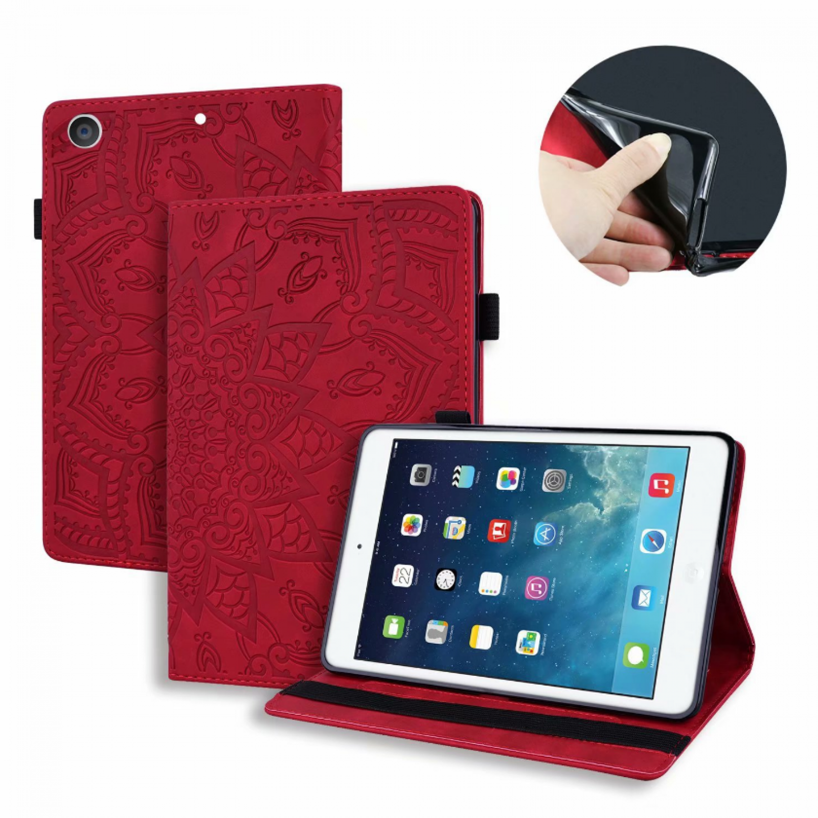 Чехол-книжка MyPads бизнес класса для Huawei MediaPad T3 10 LTE с визитницей из натуральной кожи, красный