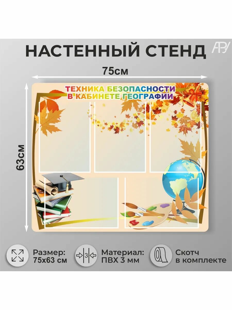 Информационный стенд на стену Техника безопасности географии