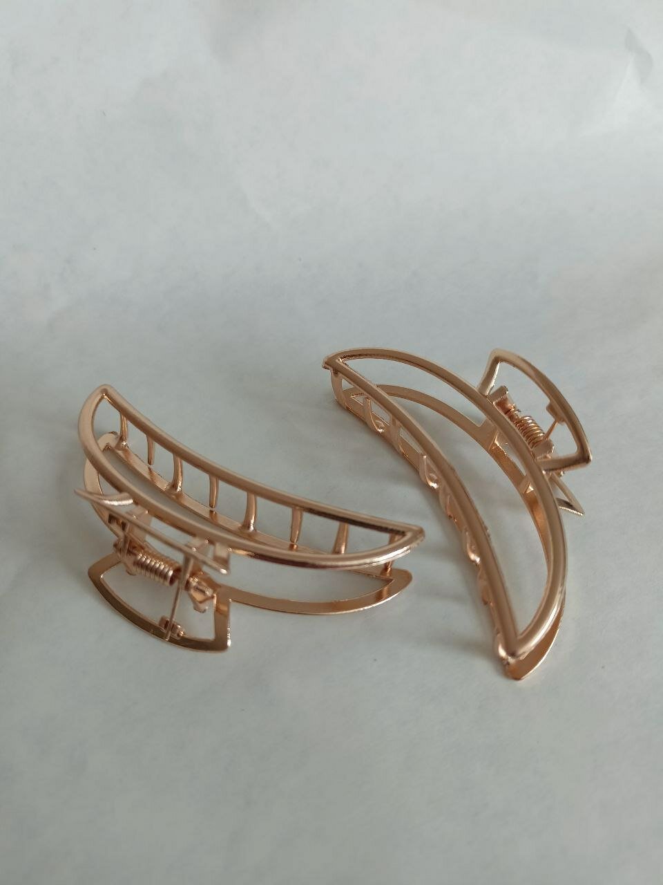 Крабы для волос, металл, 7,5см, красное золото, комплект 2 шт