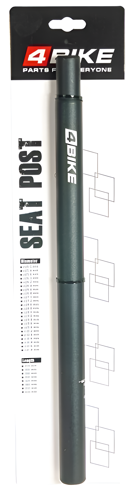 Штырь подседельный 4BIKE SP-102, диаметр 25.4 мм, длина 400 мм, чёрный
