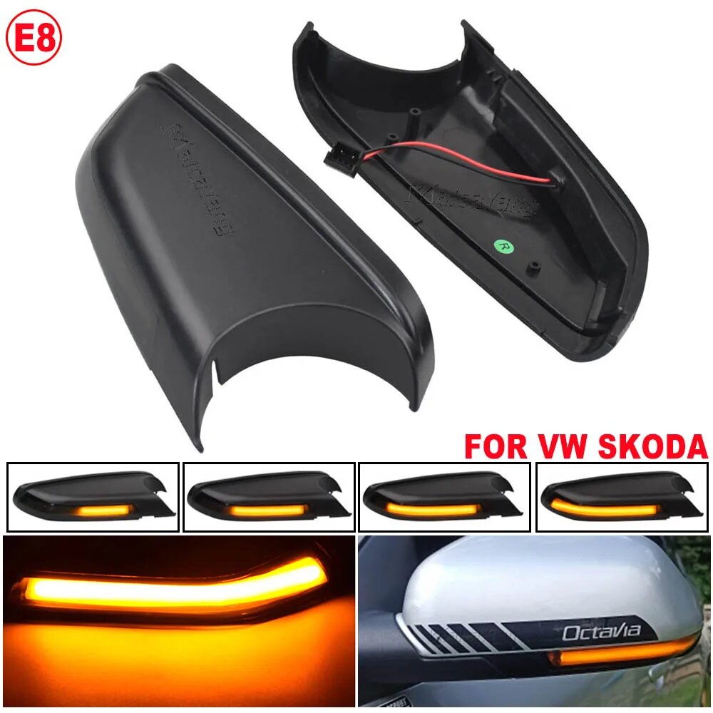Для VW Volkswagen Polo mk4 9N3 FL Vento Skoda Octavia светодиодные боковые зеркала на крыле, динамический указатель поворота, повторитель, лампа