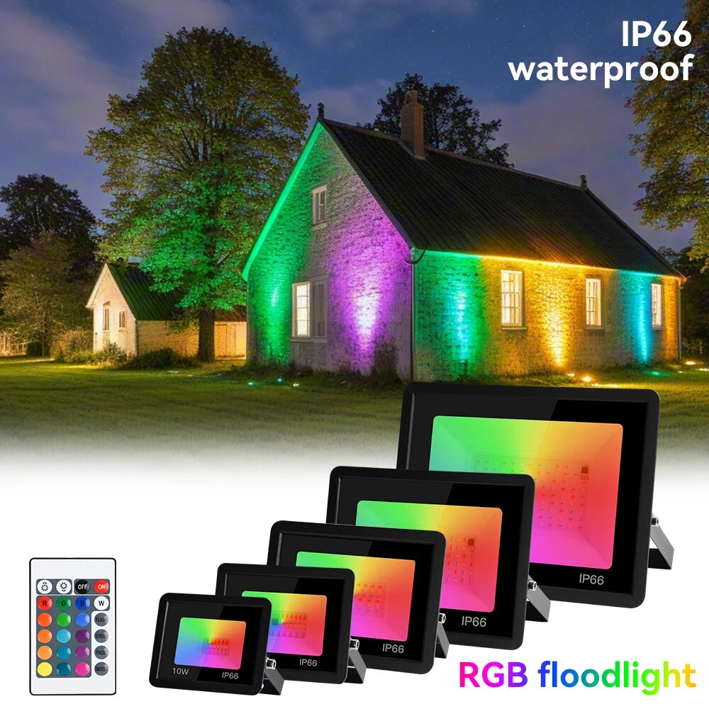 RGB LED прожектор 200W-10W, 220V, IP66, 30w