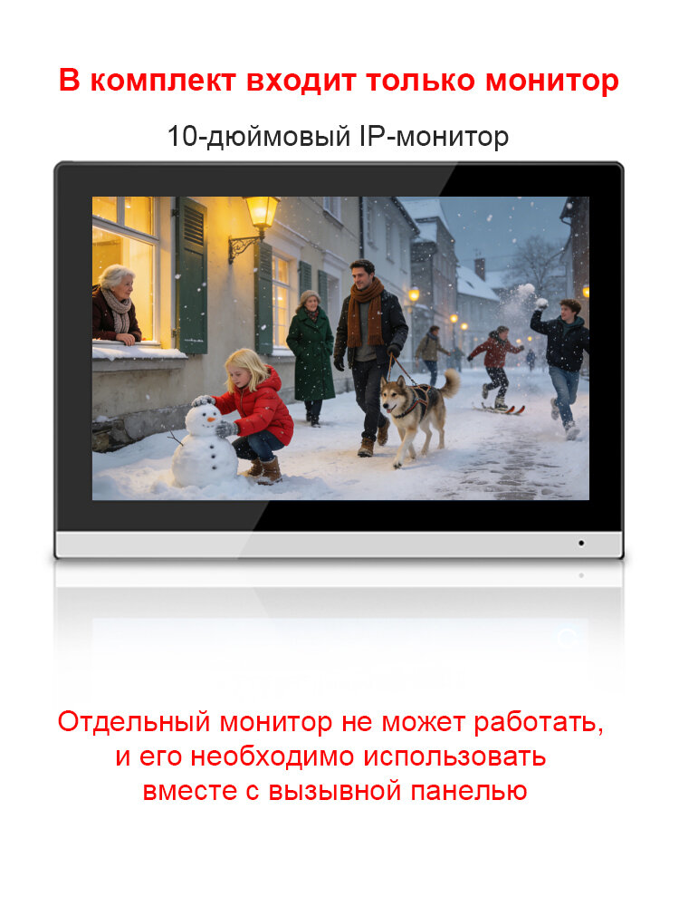 Только монитор- IP Видеодомофон с Монитором - Умный Домофон с Сенсорным Экраном, Ночным Видением, Датчиком Движения
