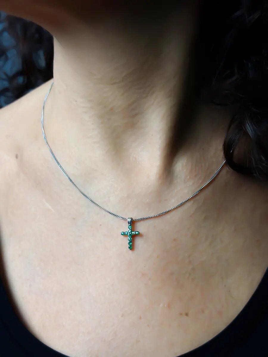 Подвеска, серебро, 925 проба, родирование, чернение, изумруд