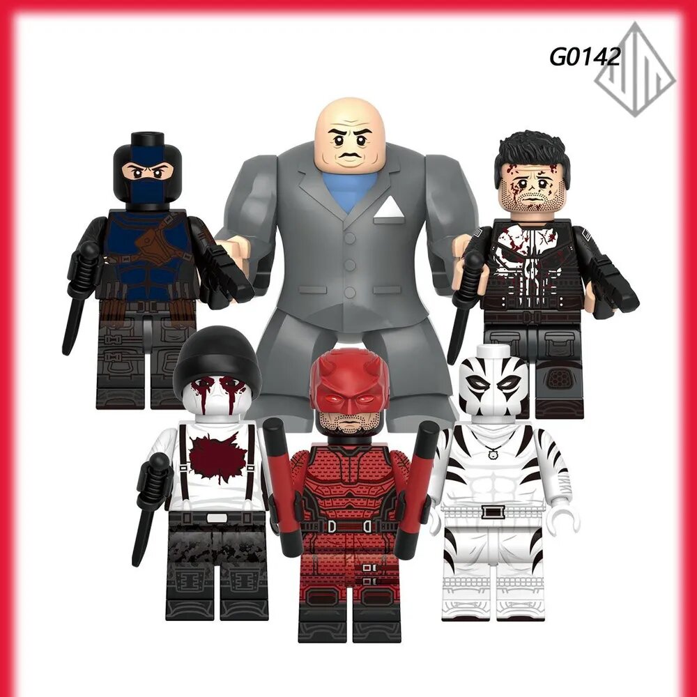 'Набор минифигурок "Супергерои Marvel"(Marvel superheroes)/Daredevil, Kingpin, Bullseye. совместимы с легo конструкторами 6шт. (Высота фигурки: 4,5 см, пакет)/G0142