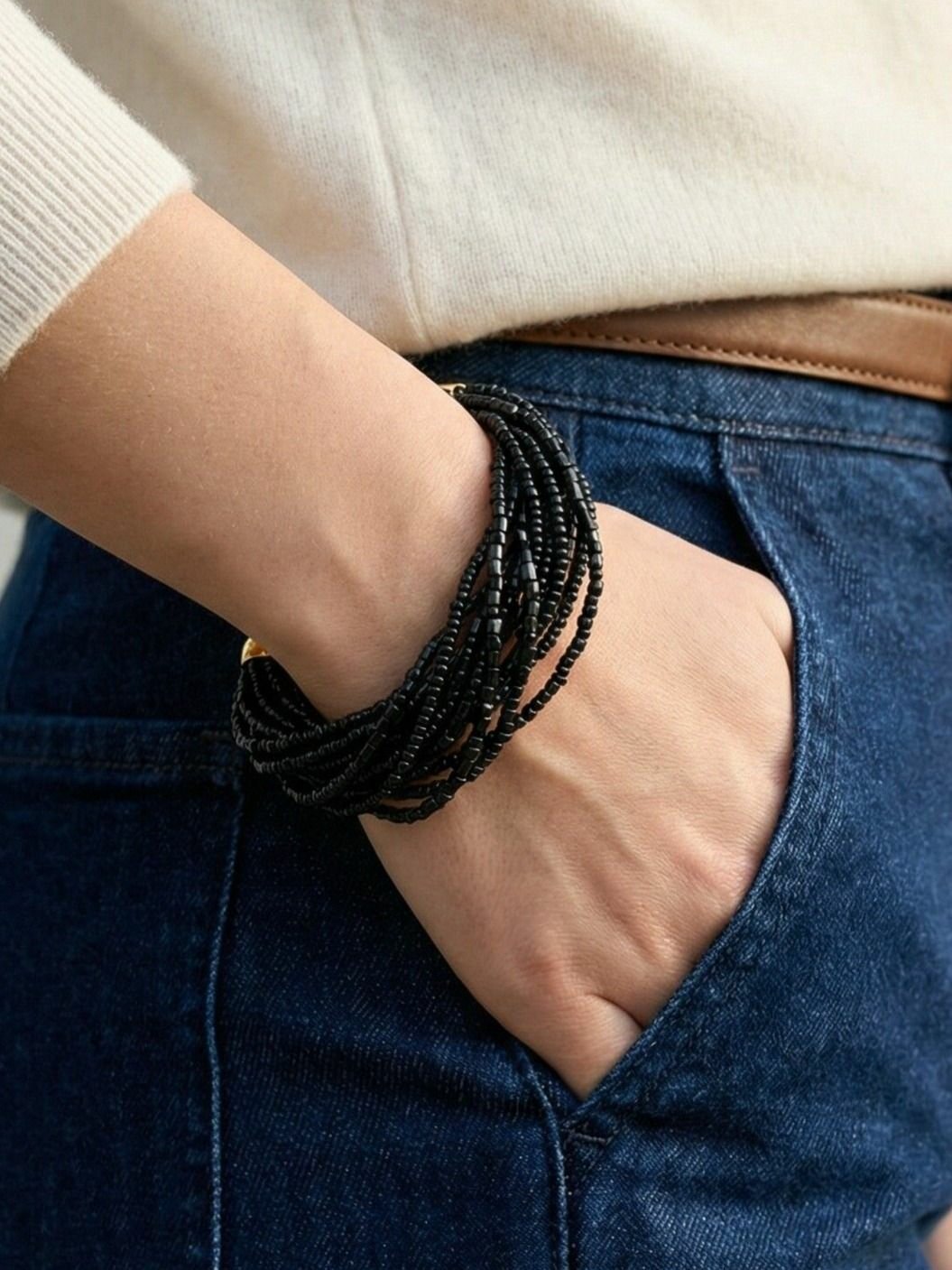 Браслет, бисер, стекло