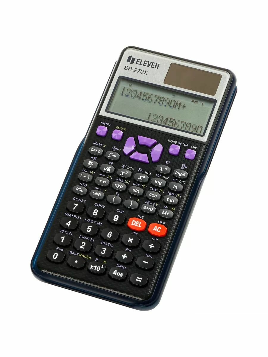 Калькулятор научный Eleven SR-270X, матричный дисплей, 417 функций, двойное питание, 81*165*16 мм, черный