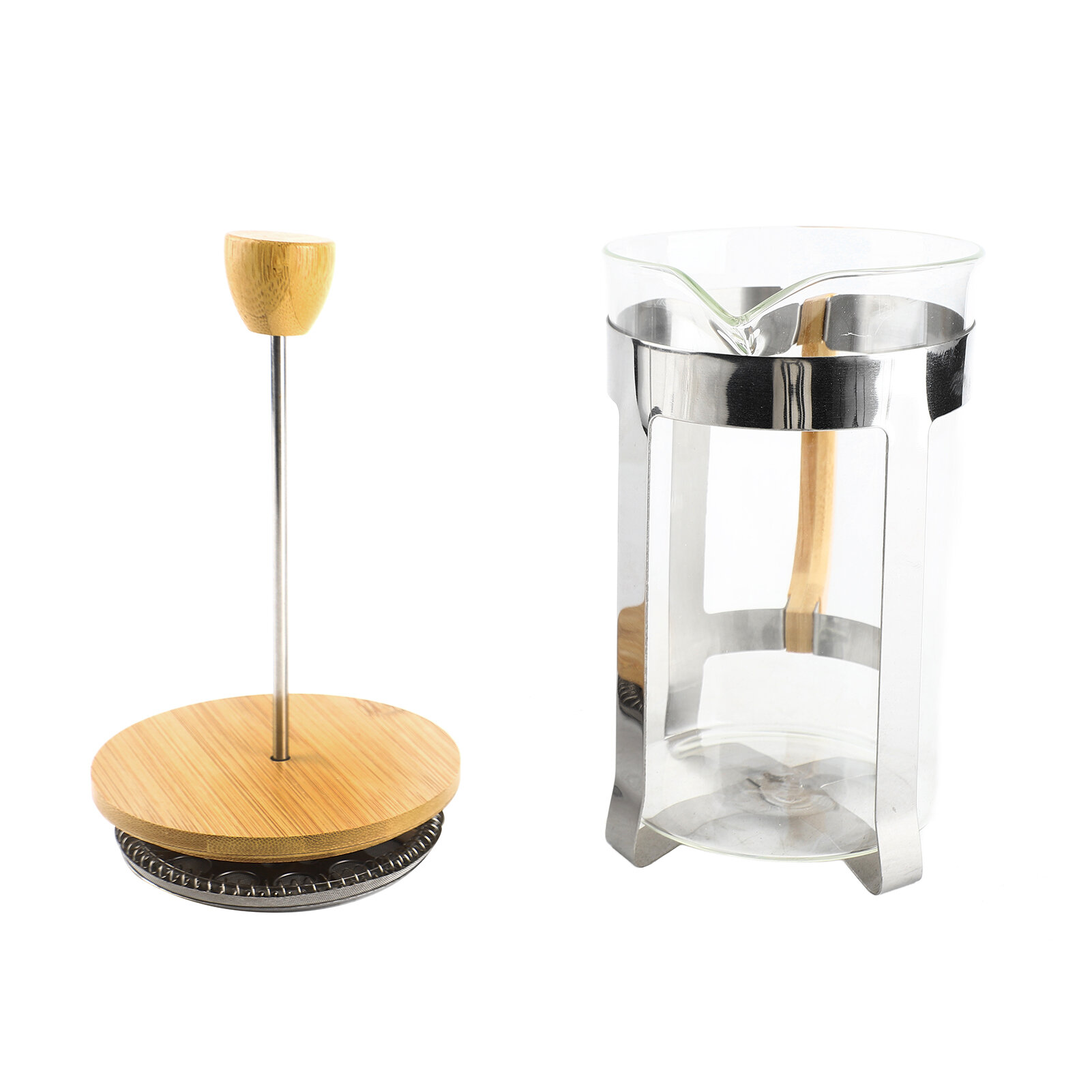 Кофеварка френч-пресс, 27 унций (800 мл), деревянная ручка, боросиликатное стекло, фильтр высокой плотности