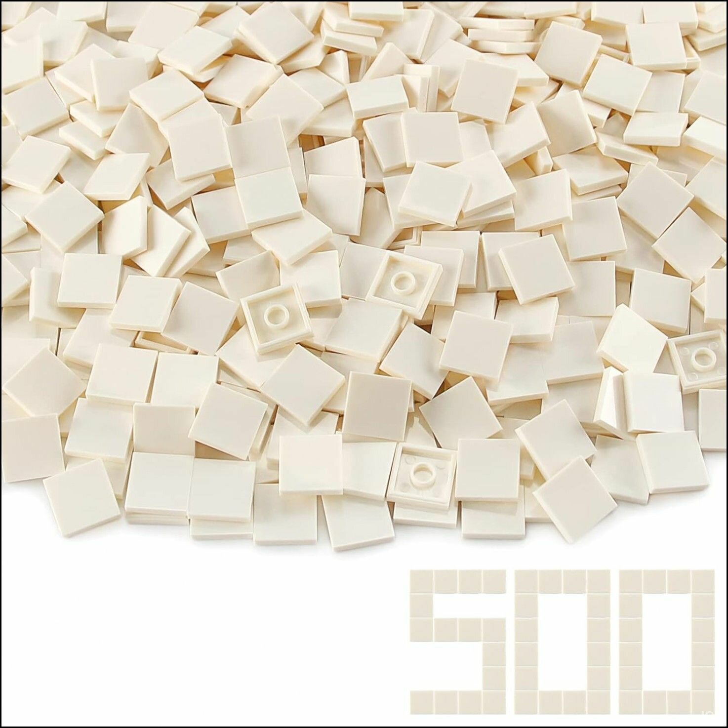 Включает 2500 белых плоских деталей, кирпичей и блоков, предназначенных для создания гладких стен и полов, совместимых с основными брендами.