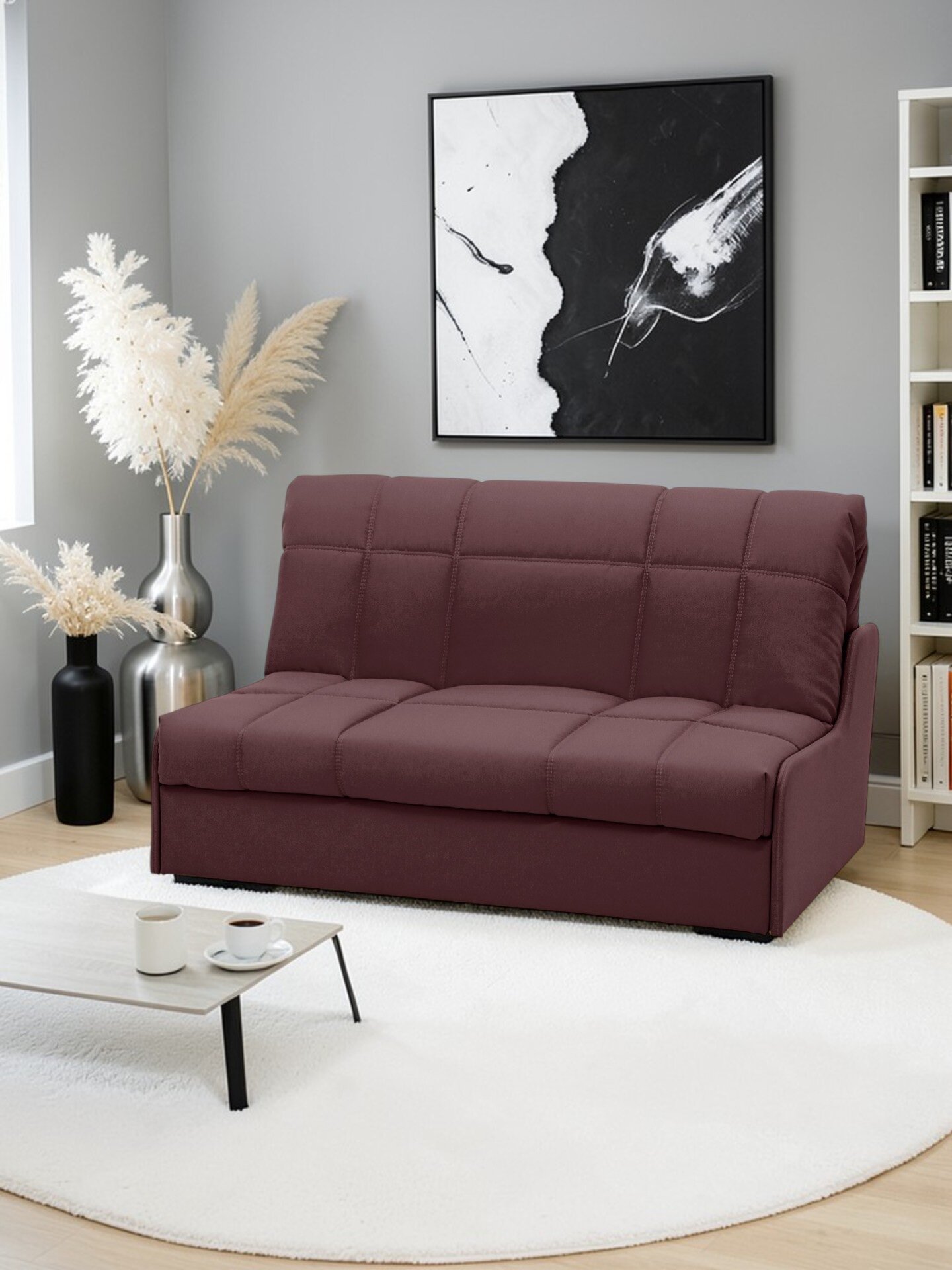 Диван Виа 8 Лайт Velutto 15 NOW 131x105x88 см, бордовый Велютто, аккордеон Фиеста