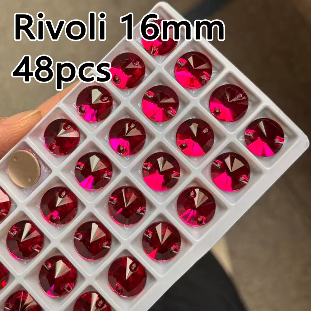 Стразы Rivoli фуксия 16mm, 48шт
