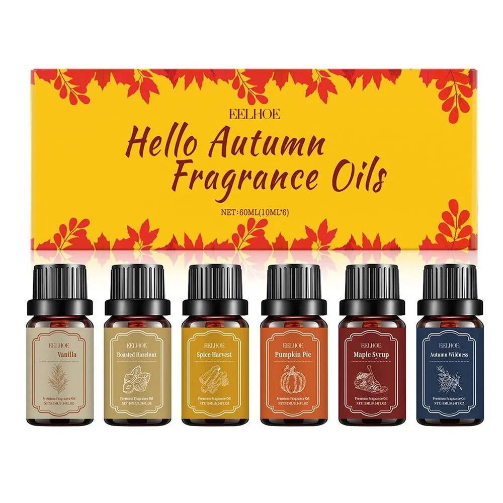 Набор эфирных масел, 6 штук по 10 мл / 100% натуральные масла Масла ароматические для дома, бани и сауны, ванны, увлажнителя воздуха, аромалампы, диффузора