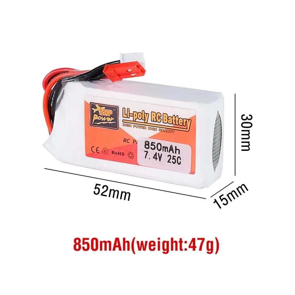 Аккумулятор Li-poly RC 7.4V 850mAh для миниатюрных моделей