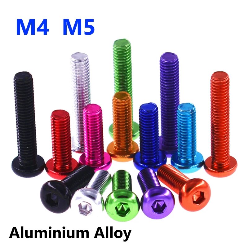 1 шт. Алюминиевые винты с круглой шестигранной головкой под шестигранник M4 M5, M4, Orange, 10mm