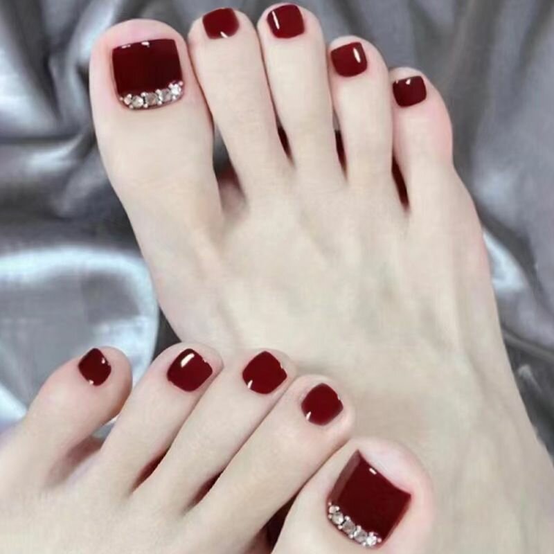 Накладные ногти на ноги с клеем(24 типсы + клей)