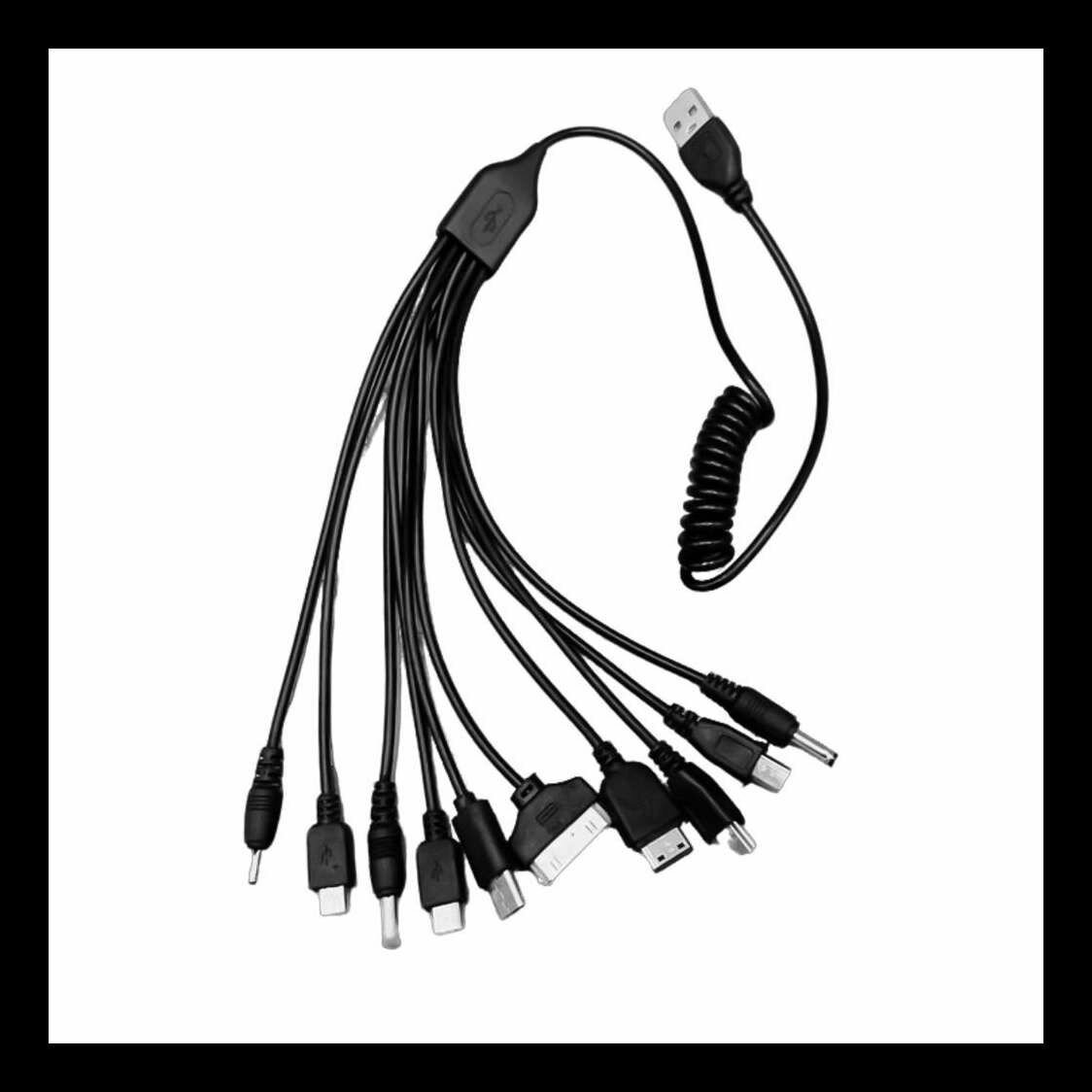 Длинный пружинный спиральный USB-кабель для зарядки длиной 54 см шнур с 10 различными разъемами провод