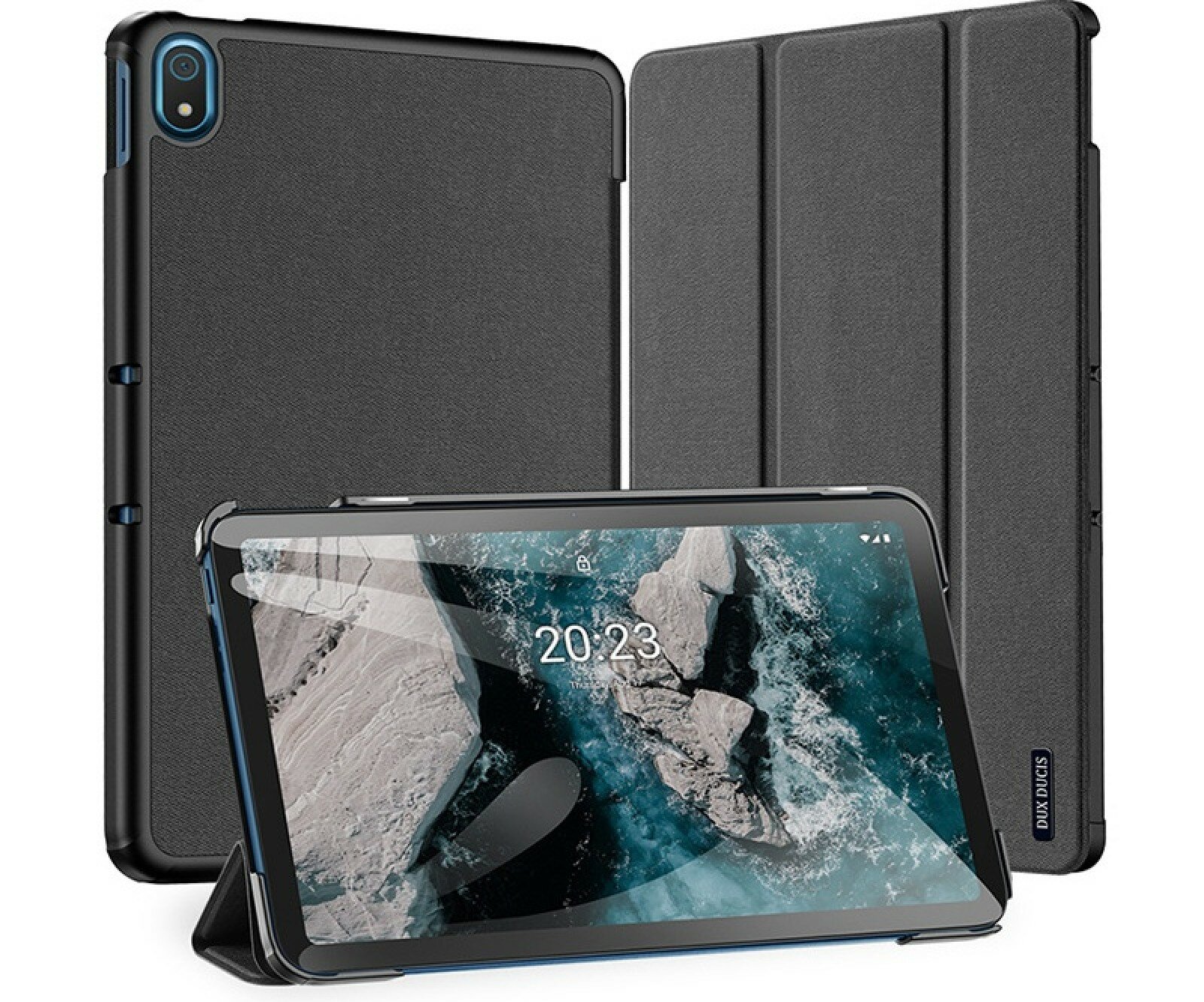 Чехол-книжка MyPads из импортной кожи с функцией засыпания для Nokia T20 черный