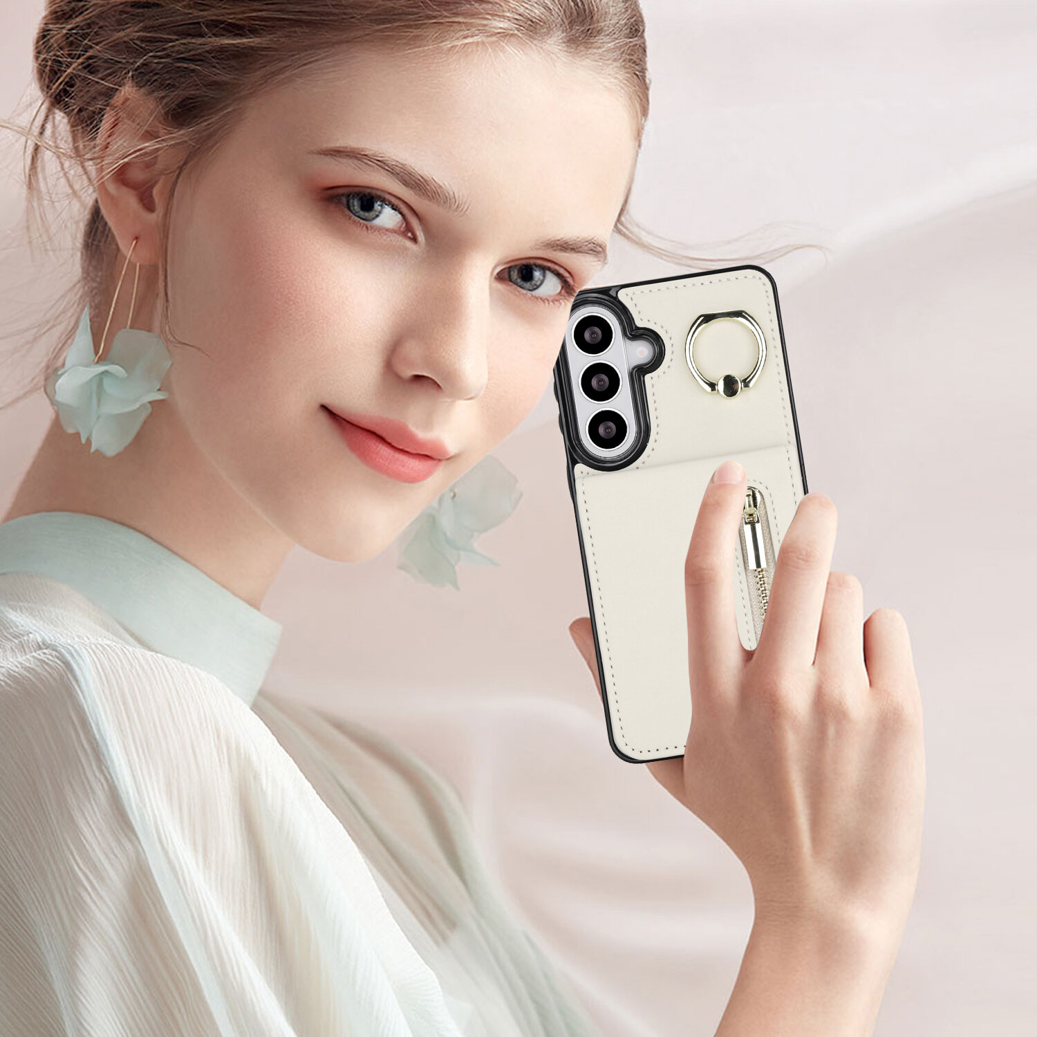 Чехол Для Samsung Galaxy S26 Plus / Самсунг Галакси S26+, soft touch, чехол-кардиомонитор, искусственная кожа, поликарбонат (PC), защита камеры, ударопрочный, усиленные углы, держатель-кольцо, Samsung,