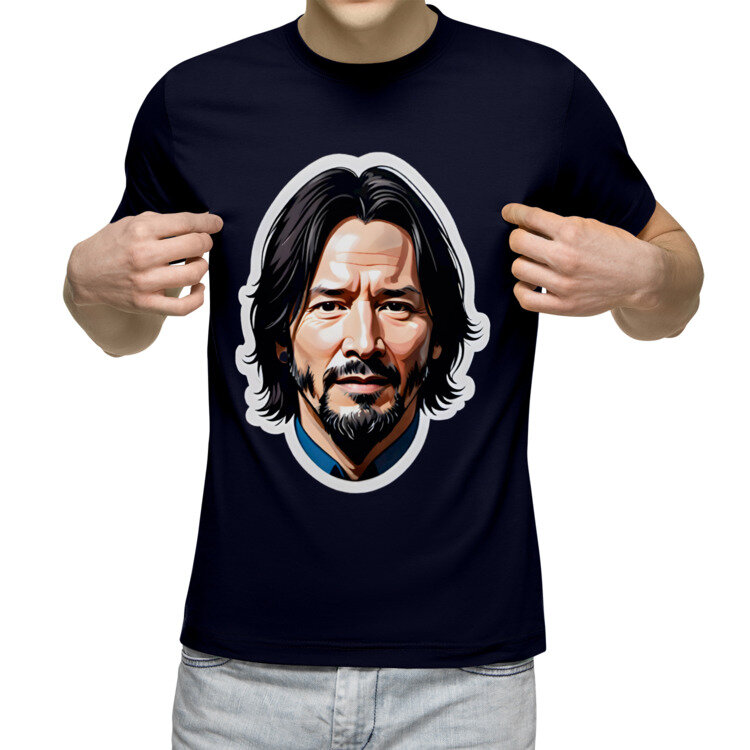 Мужская футболка «Кеану Ривз 3» (темно-синий, 3XL)