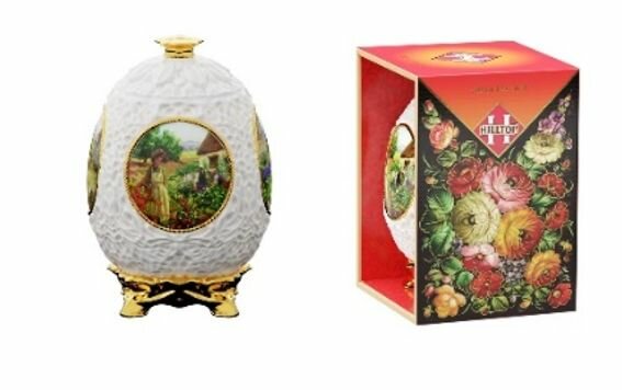 Чай HILLTOP "Королевское золото" + чайница (Яйцо) керамика 50г