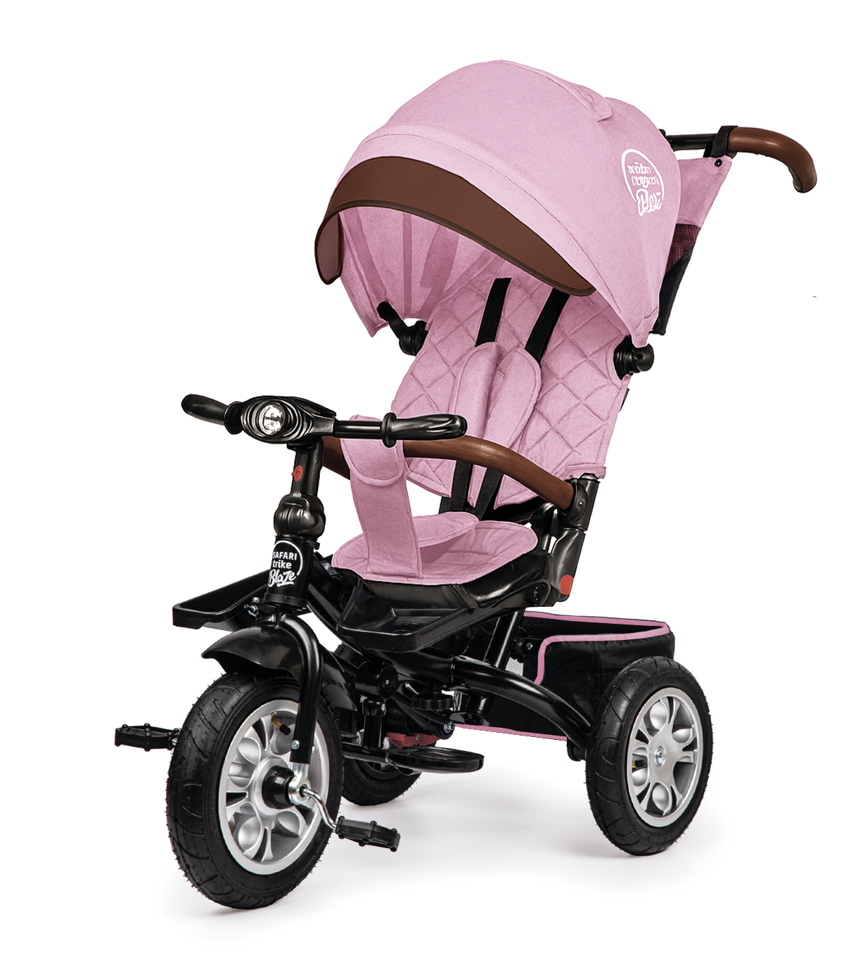 Велосипед трехколесный детский с ручкой, со светом и мелодиями, Safari, розовый