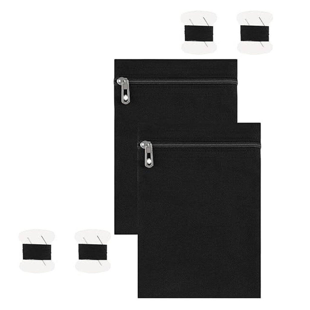 2шт Потайной Вшитый Карман На Молнии Из Холщовой Ткани, Внутренний Карман для Курток, Пальто, Телефонов, Ключей, Кошельков с Наличными