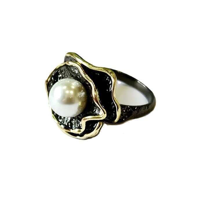 Кольцо, серебро, 925 проба, жемчуг имитация