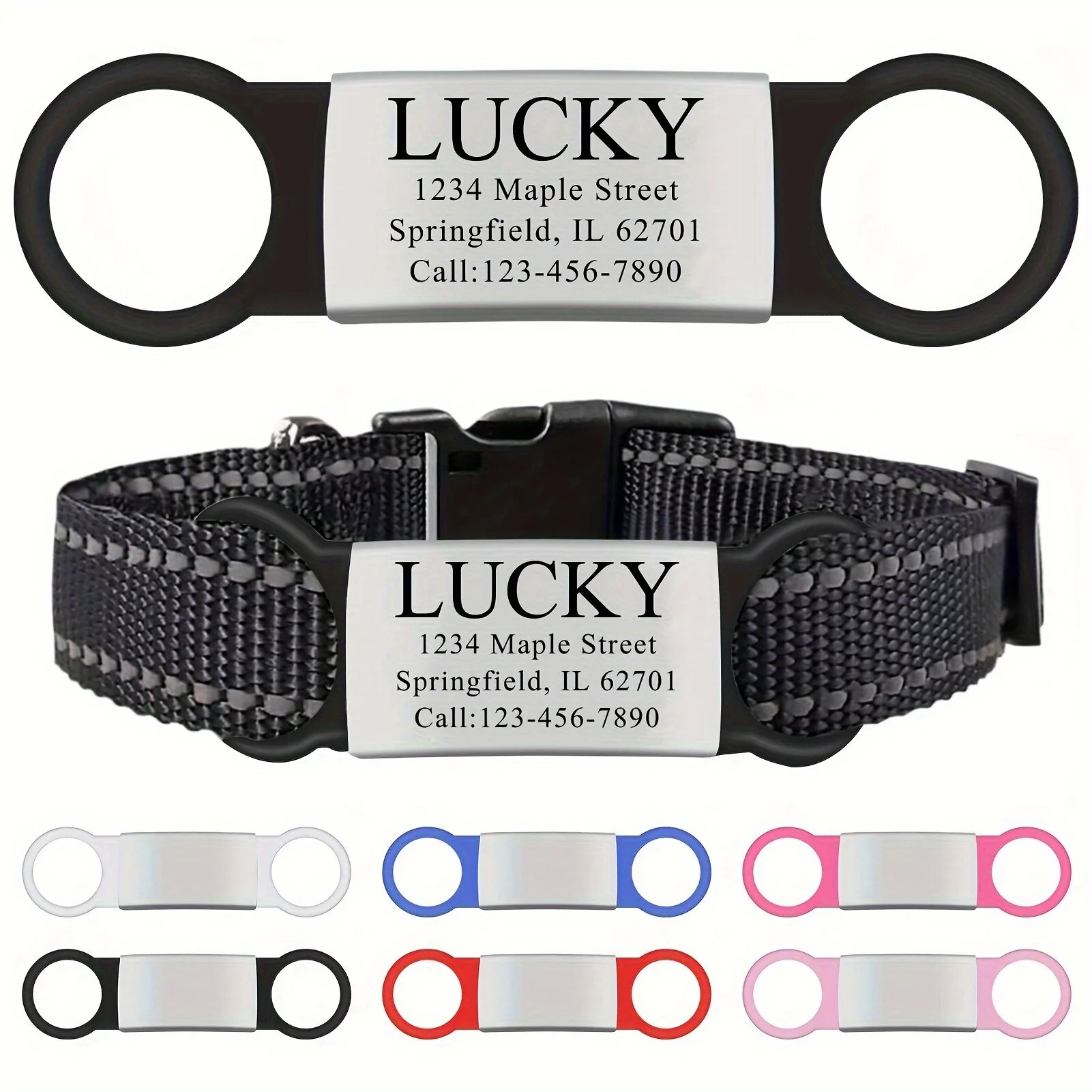 Индивидуальная бирка для собак Lucky, черная, L