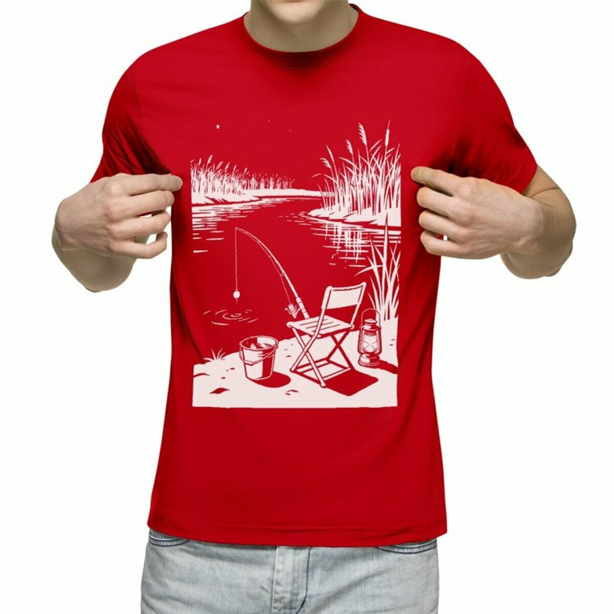 Мужская футболка «тихая охота» (красный, L)