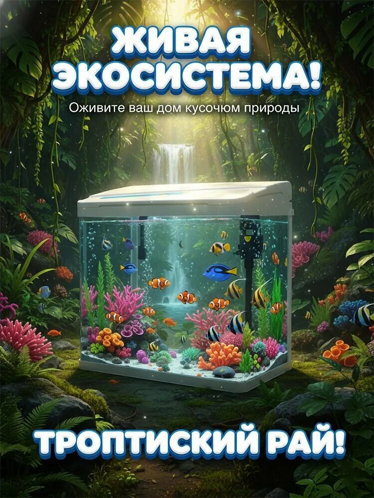 ZONE Аквариум Литровый, С Фильтрами И Подсветкой,38*24*40.5 См