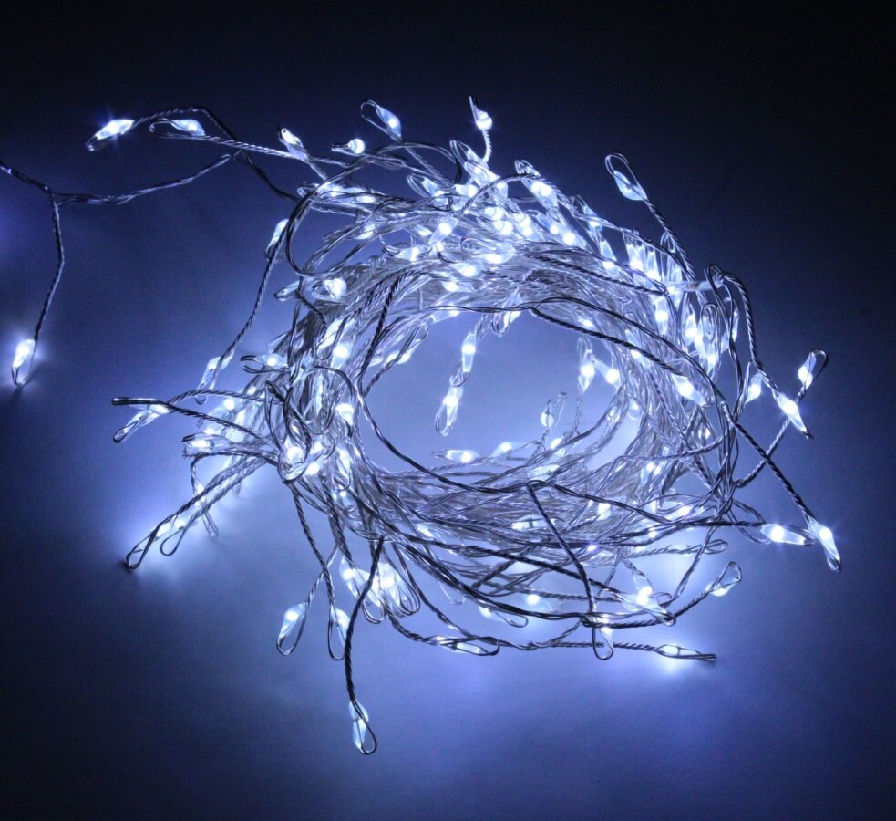 Гирлянда нить "Роса Хвойная Лапа" 5 м, 100LED белый, USB, IP33