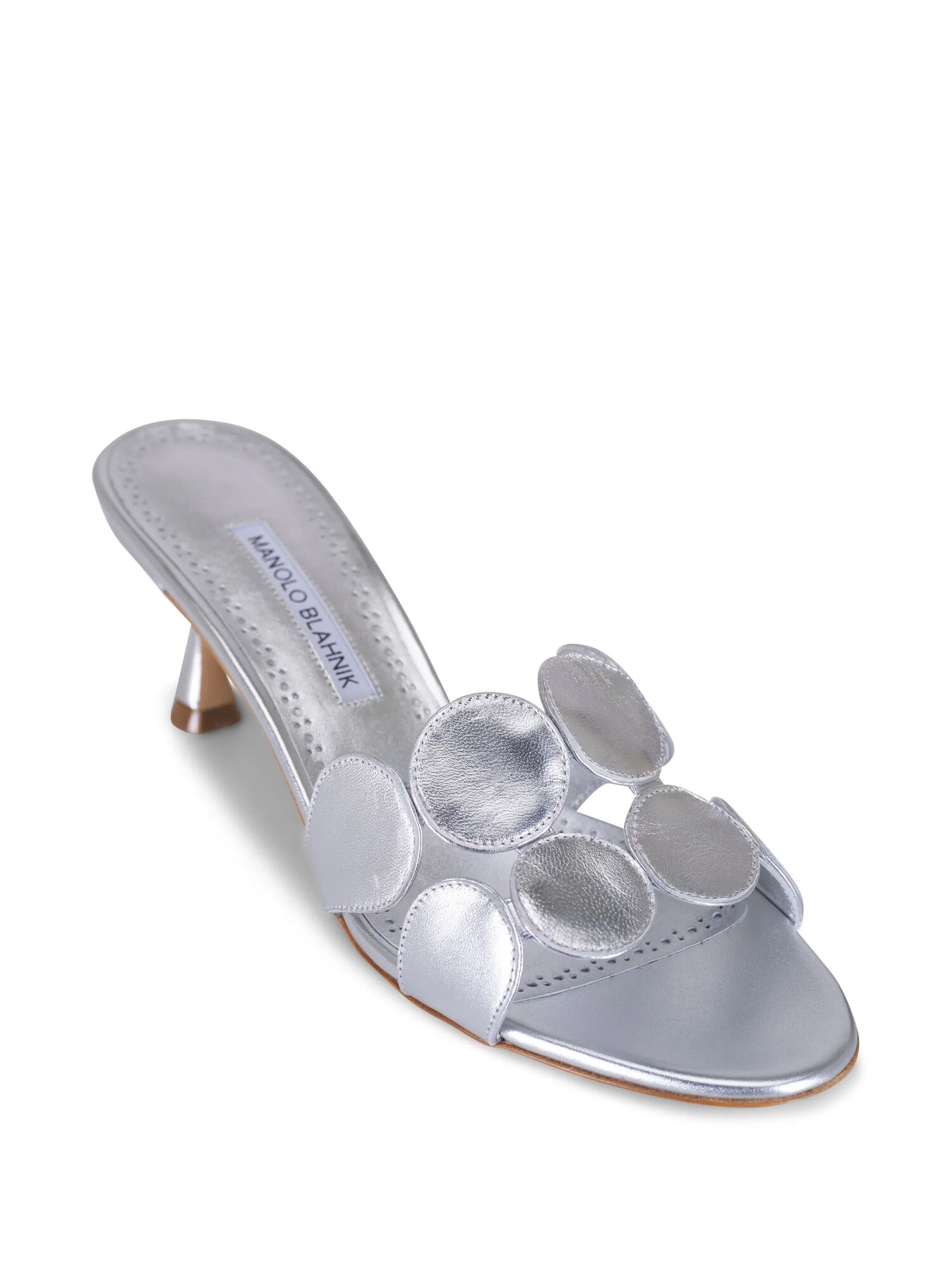 Мюли Manolo Blahnik, размер 36,5, серебристый/красный — фото 1
