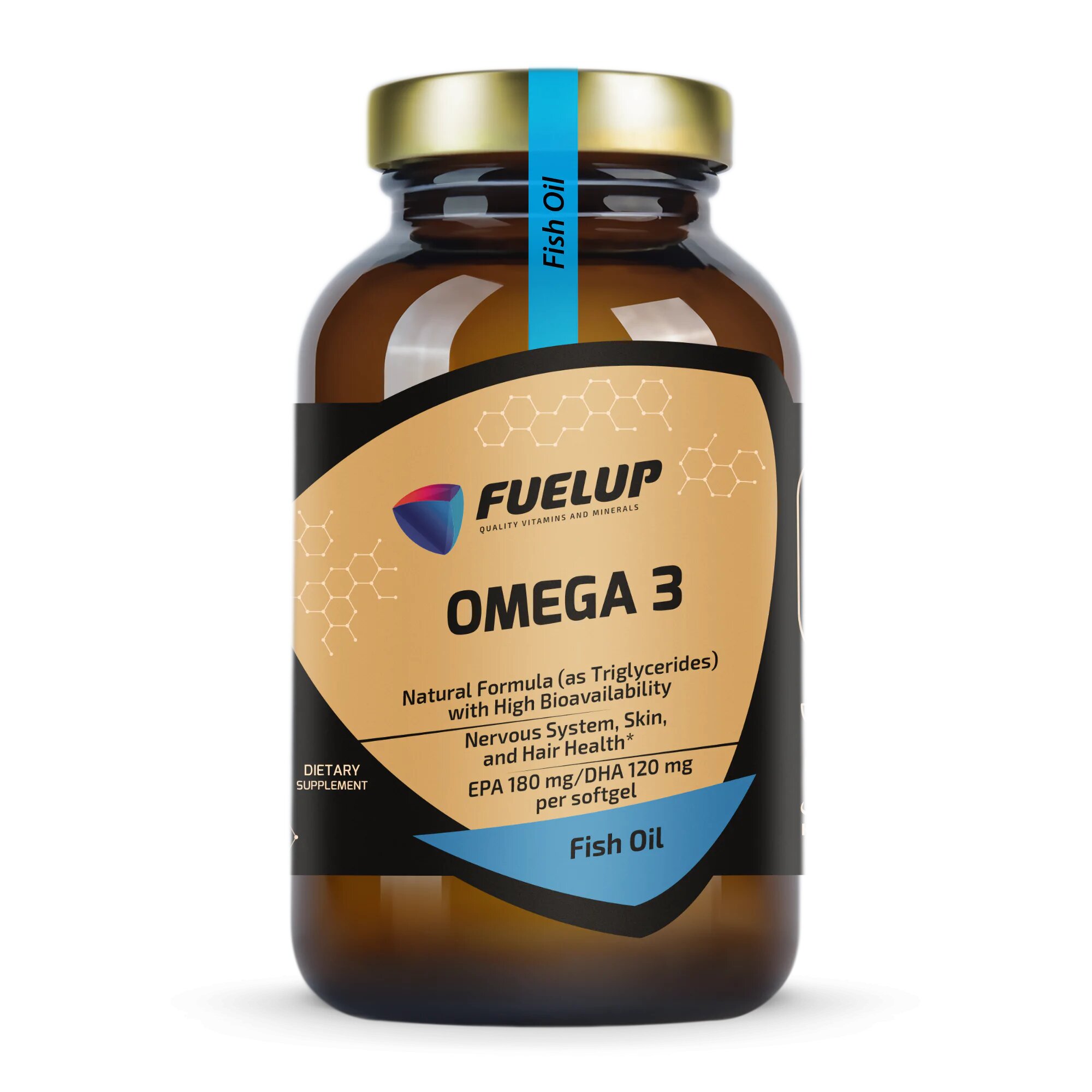 Омега 3, FuelUP, полиненасыщенные жирные кислоты, 1000 мг, 90 капсул