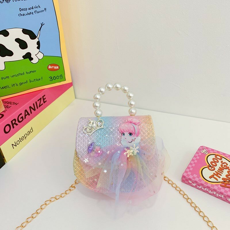 Детская сумка через плечо delightful kids с дизайном из жемчужного цветка и модной цепочкой, фиолетовый
