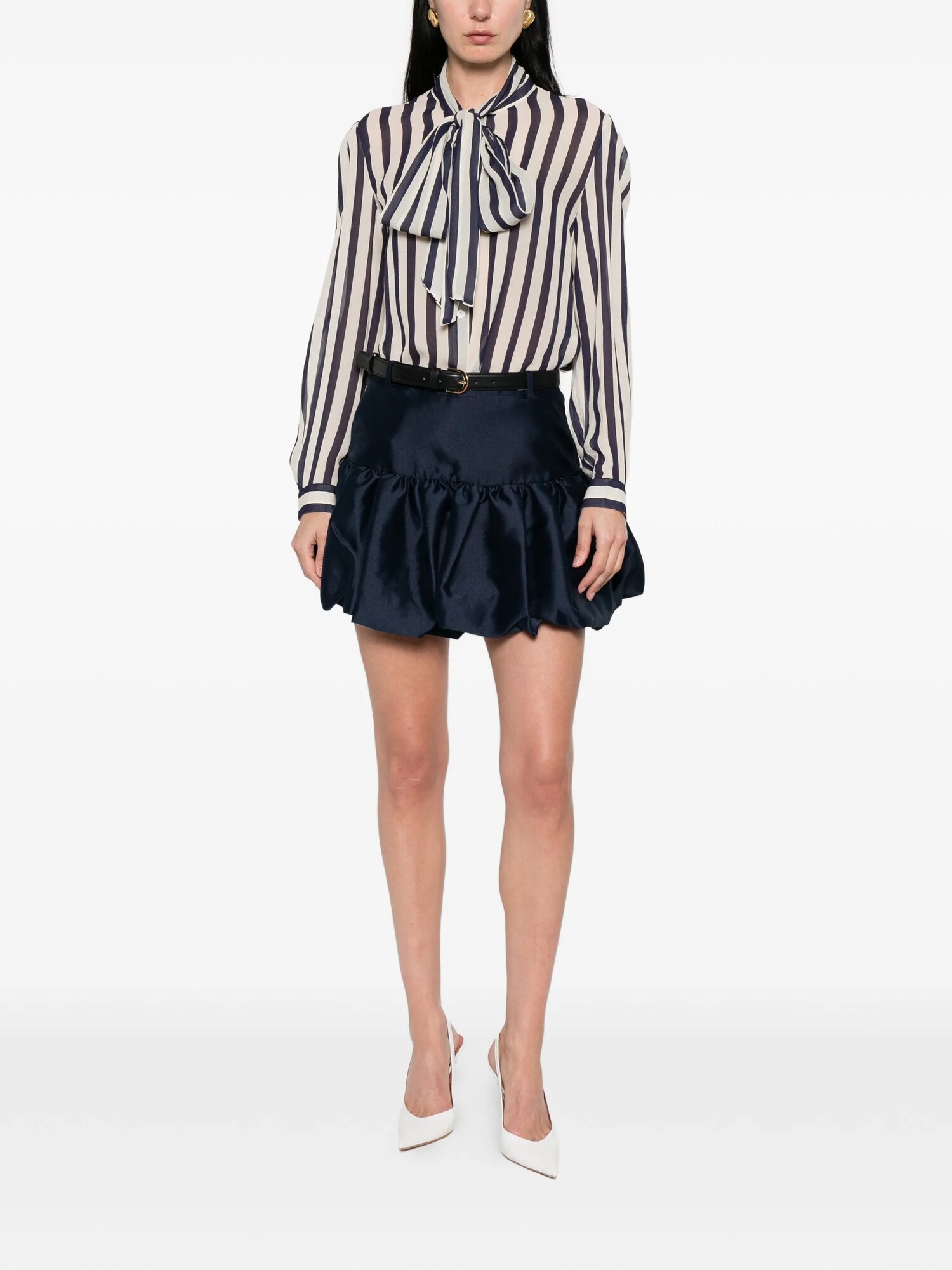 Юбка Self-Portrait Gathered mini skirt, размер 6, blue — фото 1