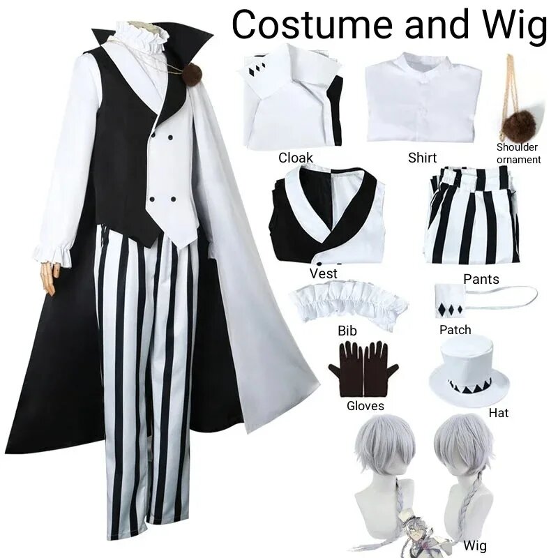 Костюм Николай Гоголь Bungou BSD 4 сезон S, Clothes with wig