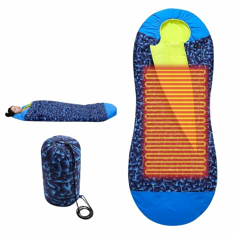 Спальный Мешок С USB-подогревом С Изменяемой Температурой Для Кемпинга На открытом Воздухе И В помещении Из Мягкого Полиэстера с 3 Конфигурациями Нагрева