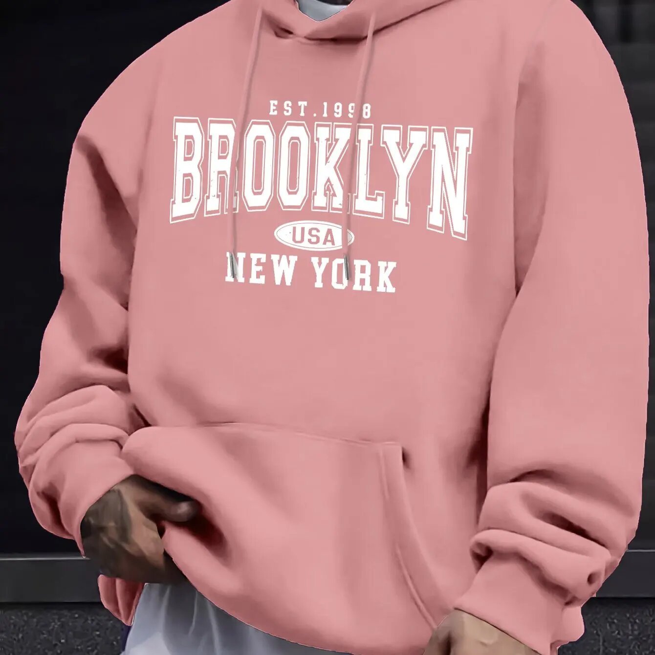 Мужская Осенне-зимняя Повседневная Толстовка С Капюшоном, Утепленный Вязаный Пуловер С Длинным Рукавом И Графическим Принтом