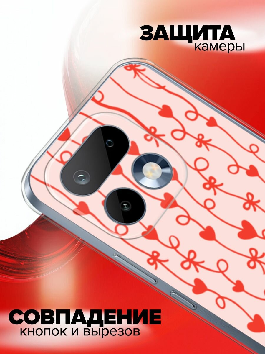 Чехол на Realme 16 Pro / Реалми 16 Про с принтом Ниточки с сердечками — фото 1