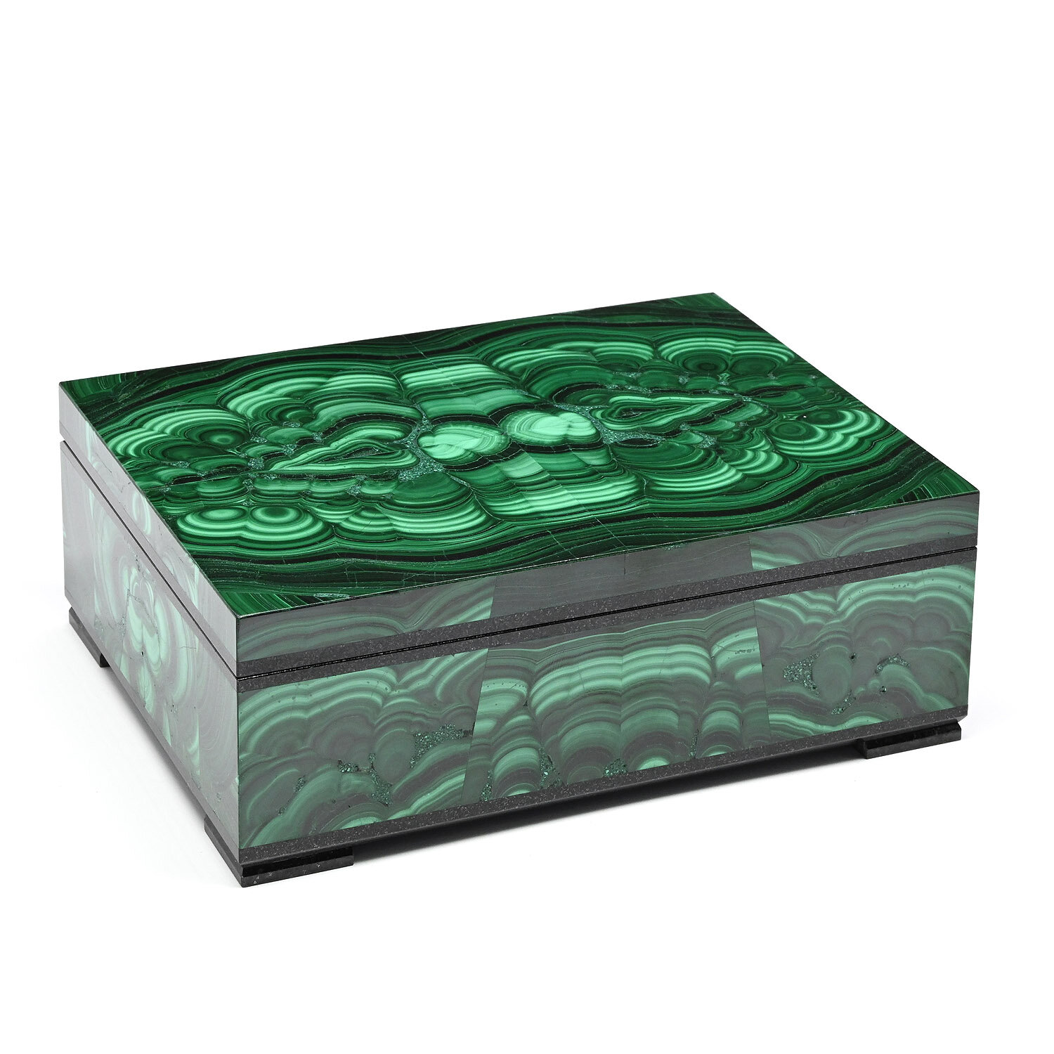 Шкатулка из камня малахит "VIP" 160*113*56мм .