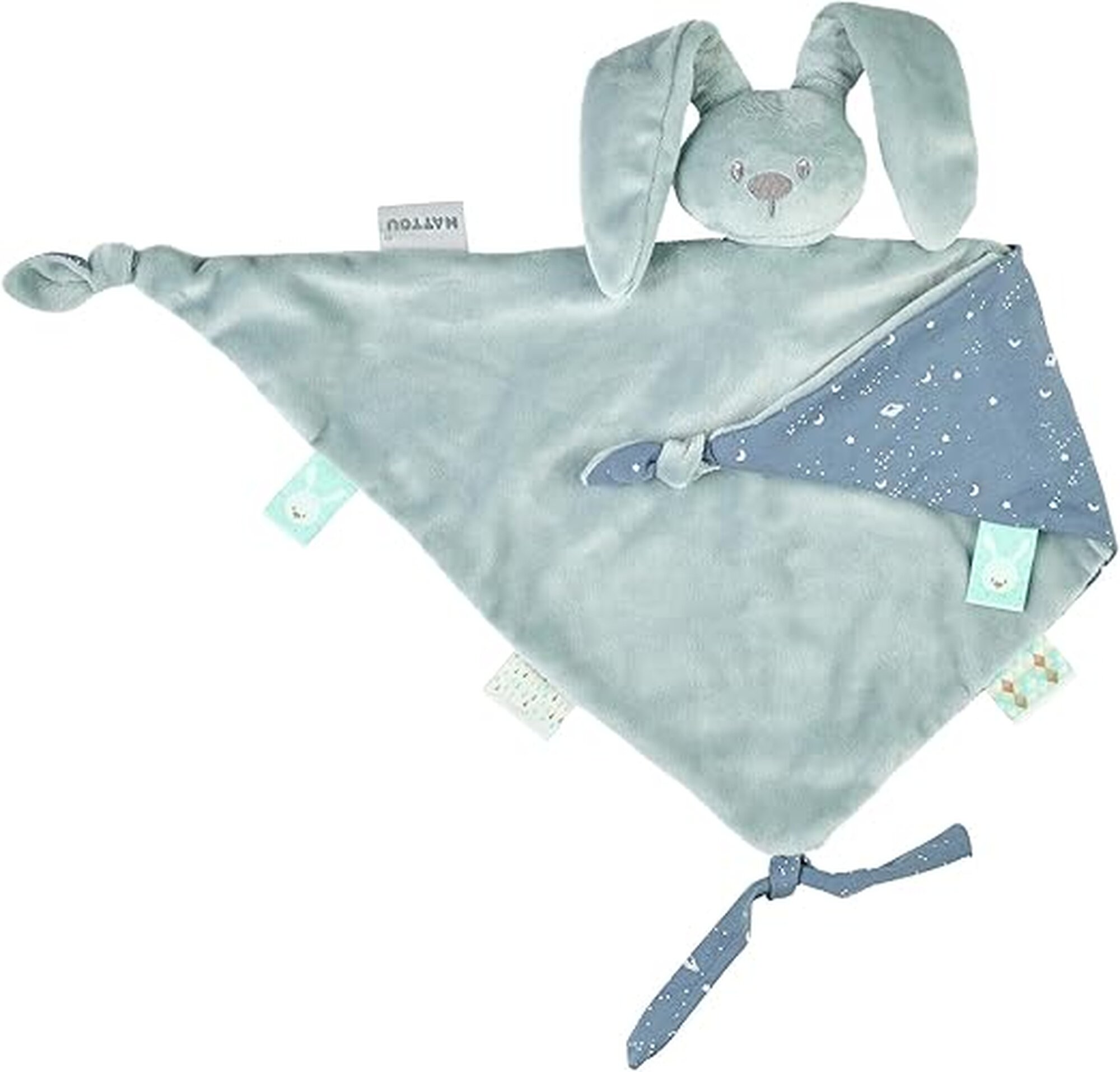 Мягкая игрушка Nattou - Кролик-комфортер бирюзовый, светится в темноте, 65 см - B0D6S11PTN