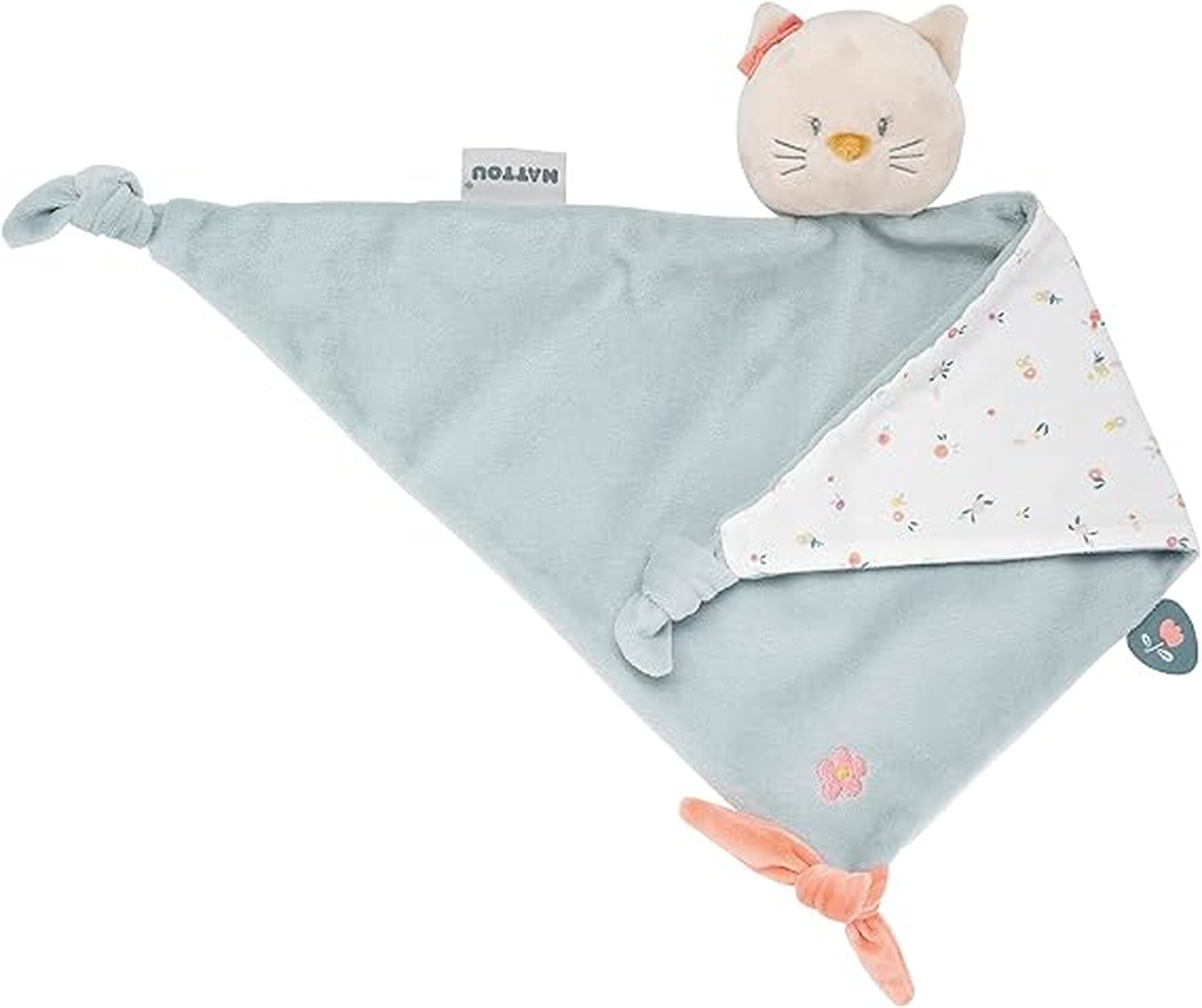 Мягкая игрушка Nattou - Котик-комфортер пыльно-голубого цвета - 266130