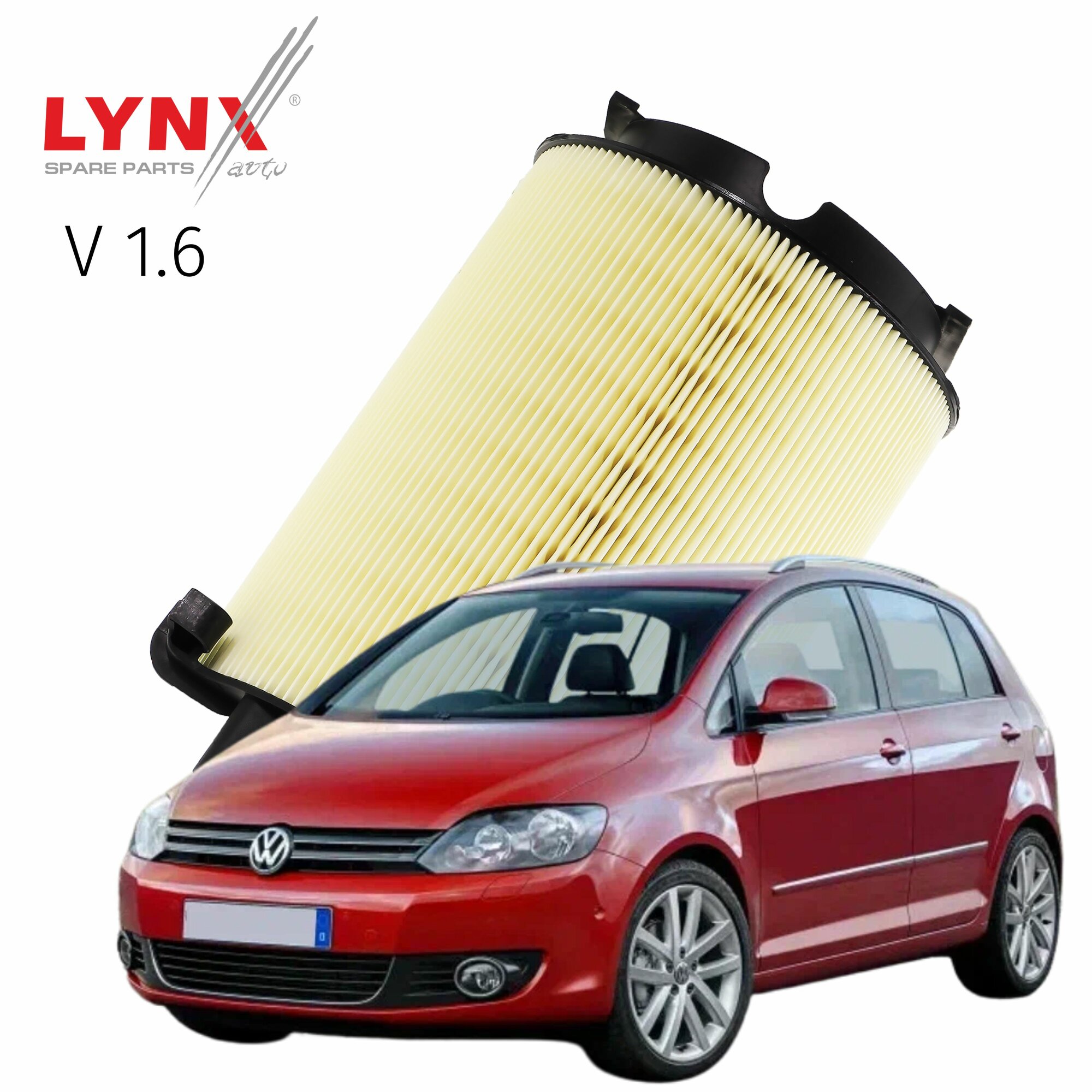 Фильтр воздушный Volkswagen Golf Plus (5) / Фольксваген Гольф плюс 2004 2005 2006 2007 2008 2009 2010 2011 2012 2013 2014 V1.6 CMXA, BSE, BSF, CCSA / 1шт LYNXauto